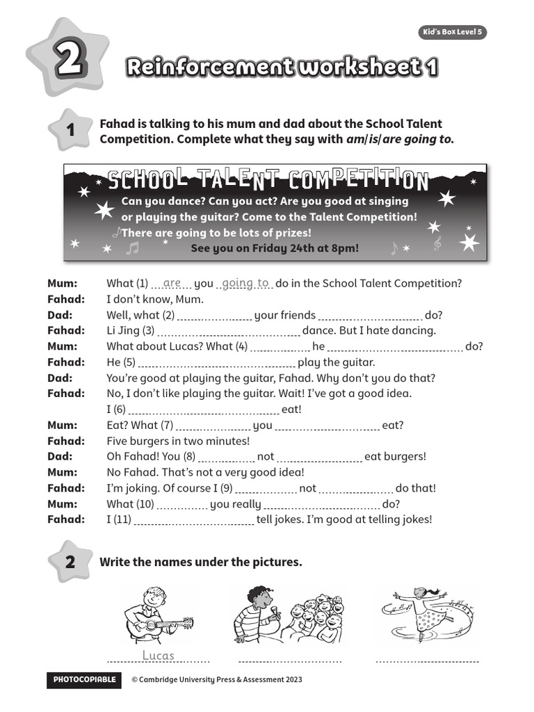 KBNGESS KidsBox Level5 Unit2 Reinforcement Worksheet 1 | PDF