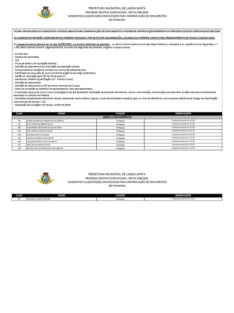 24 Chamada - PSS 006 - 2020 | PDF