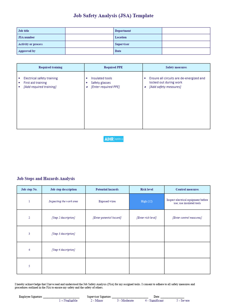 Job Safety Analysis Template Guide | PDF | Labor Relations | Risk