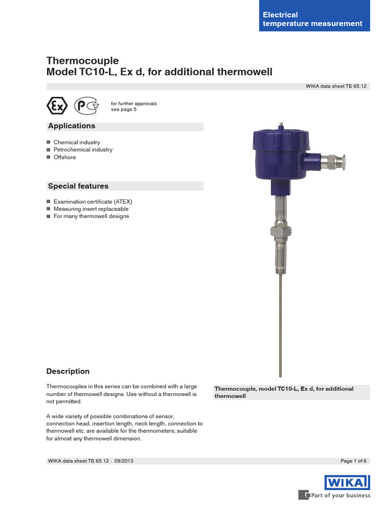 WIKA-TC10-L-Thermocouple DATASHEET | PDF | Thermocouple | Manufactured Goods
