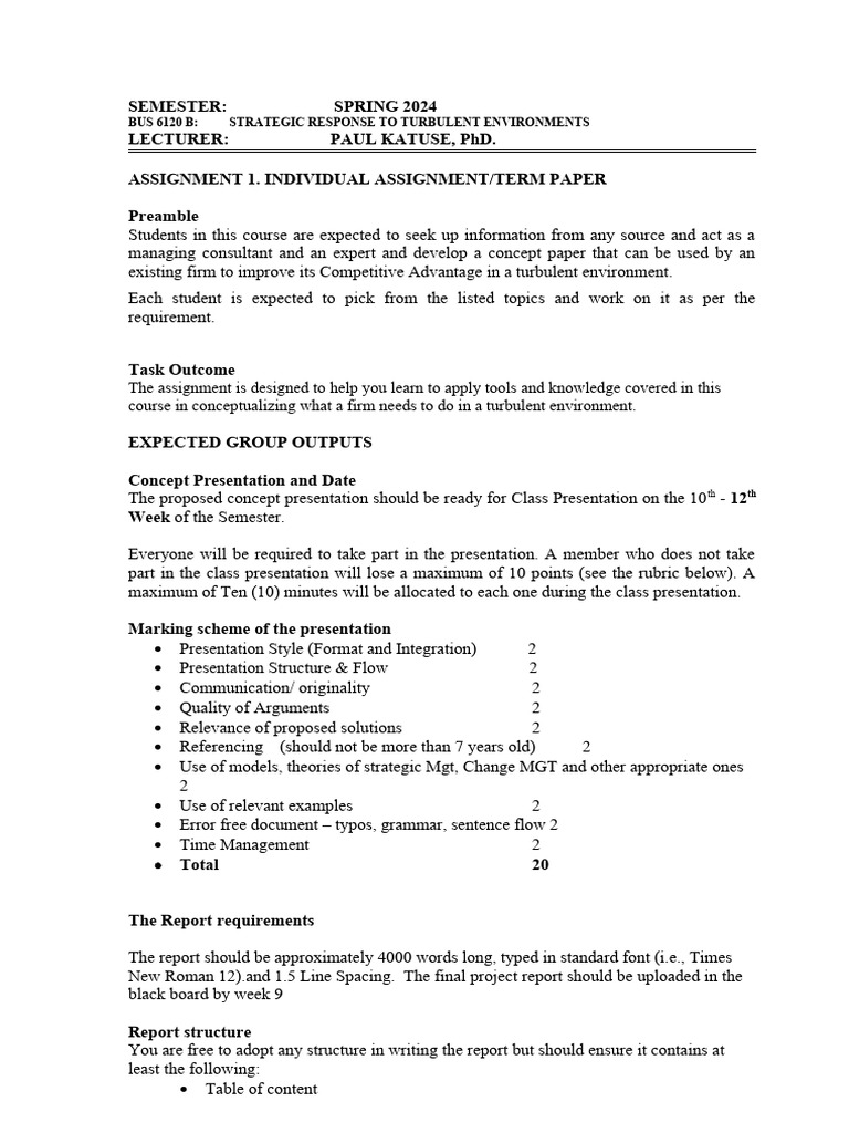 Bus 6120 Individual Assessment | PDF | Concept | Kenya