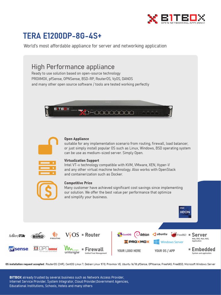 Bitbox TERA E1200DP-8G-4S+ | PDF | Operating System | Router (Computing)