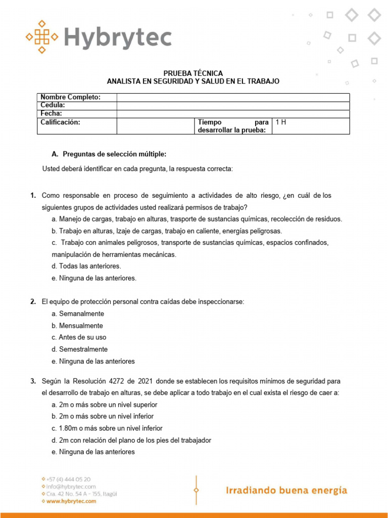 Prueba Técnica Analista SST | PDF | Tecnología