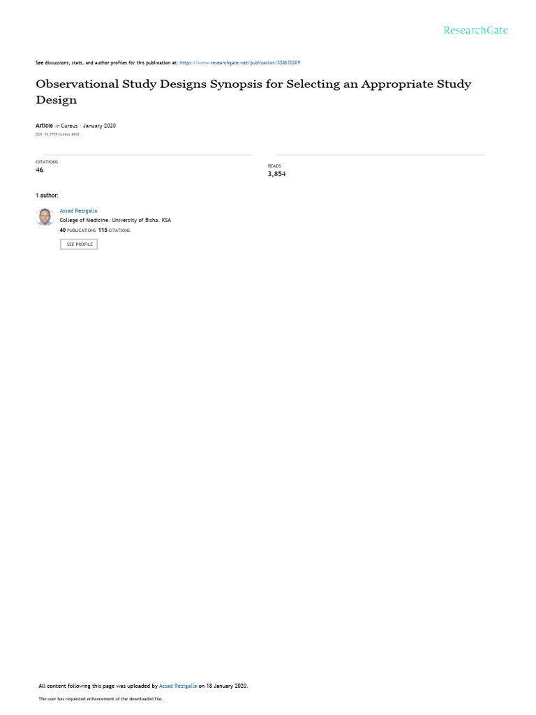 Observational Study Designs Synopsisfor Selectingan Appropriate Study ...