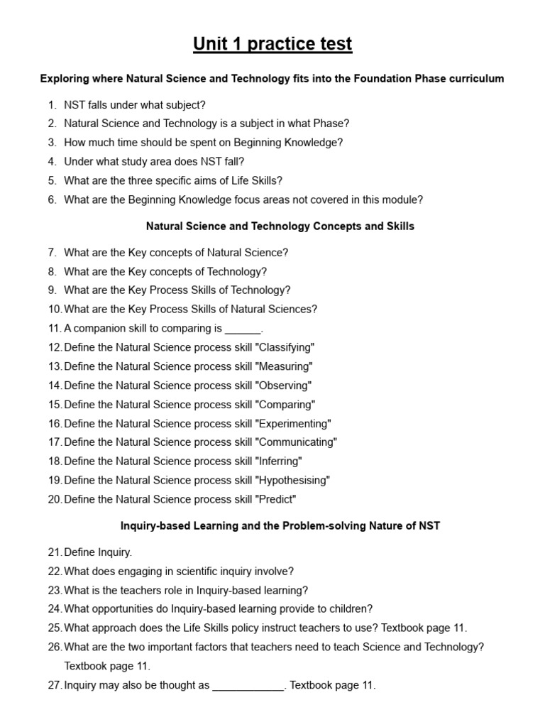 Foundation Phase NST Practice Test | PDF | Inquiry Based Learning | Science
