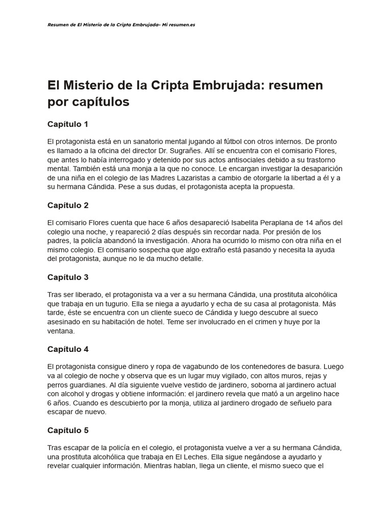 El Misterio de La Cripta Embrujada Resumen Por Capitulos Miresumen - Es | PDF | Novela negra ...
