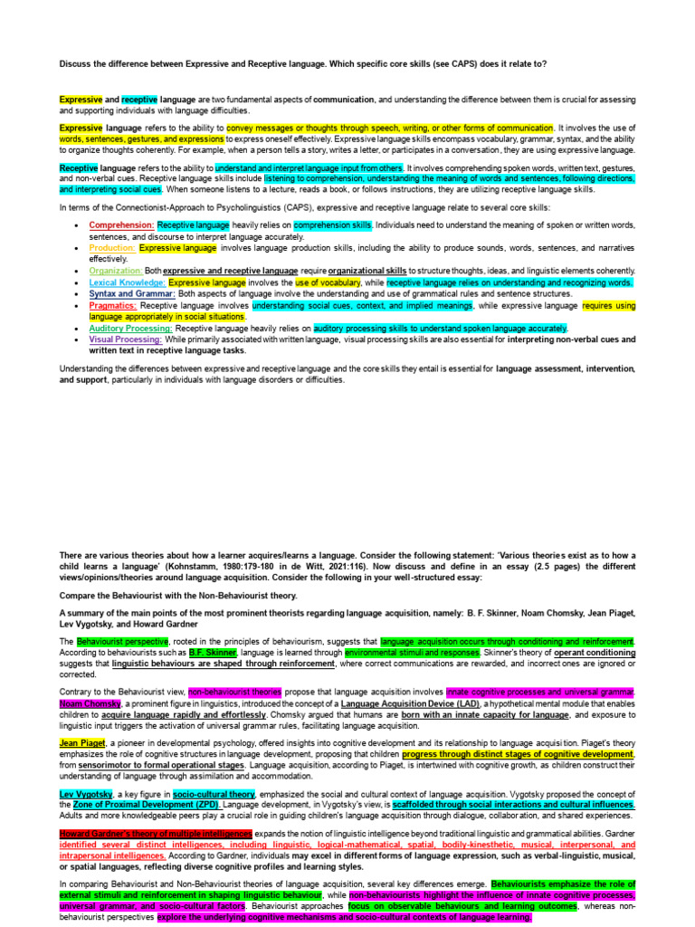 Language - Extra Study Notes | PDF | Reading Comprehension | Phonics