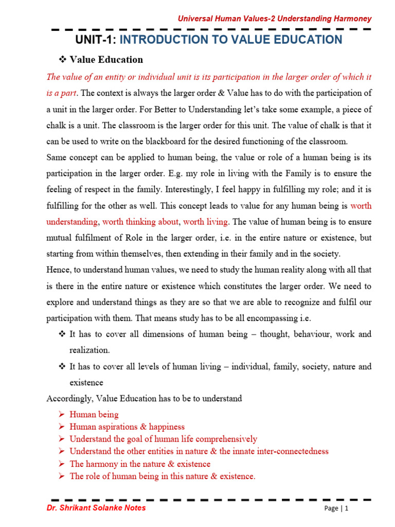 Unit 1 Notes Pdf Happiness Consciousness