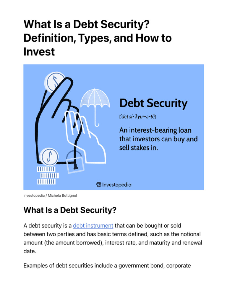 Debt Security. Definition, Types, and How To Invest | PDF | Debt ...