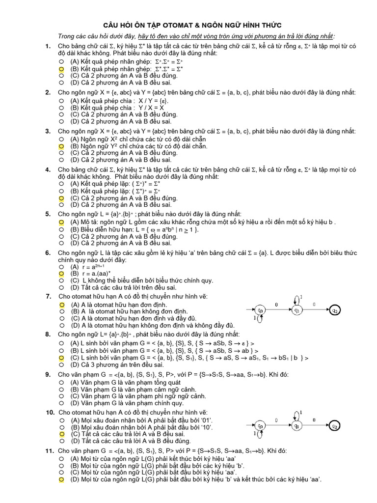Cau Hoi On Tap Automat | PDF