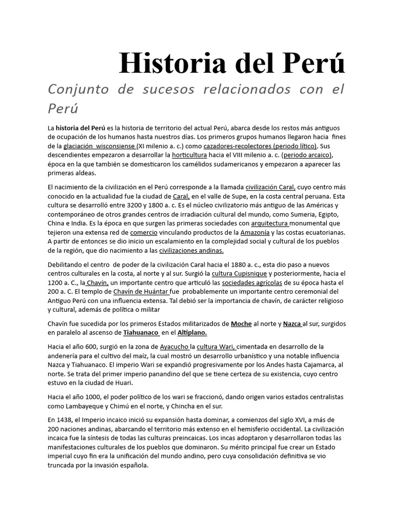Historia del Perú: Desde Caral a la República | PDF | Imperio Inca | Perú