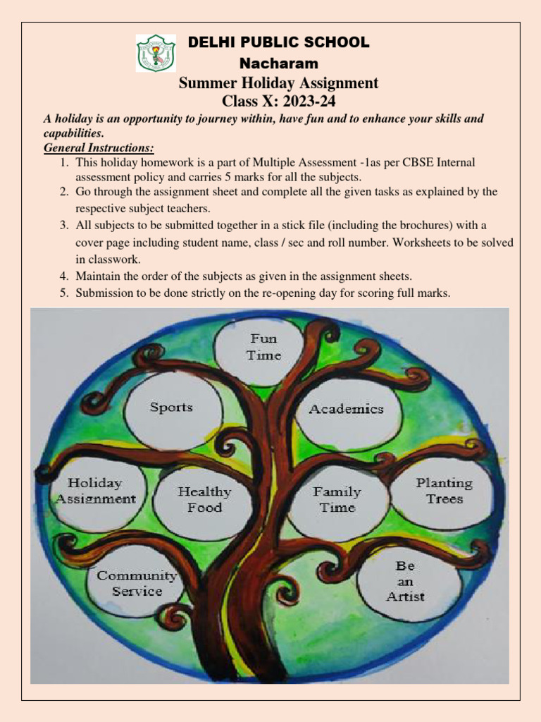 Summer Holiday Assignment Class X: 2023-24: Delhi Public School Nacharam | PDF | Fractal | Geometry