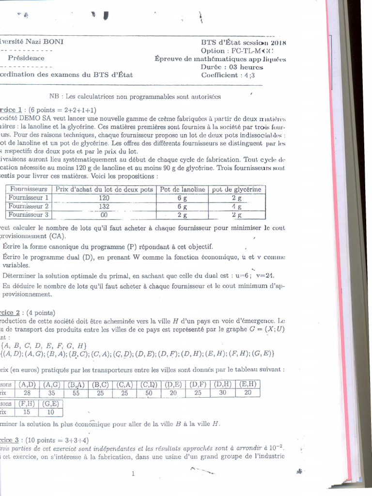 Recueil Sujets Bts 2018-19 | PDF