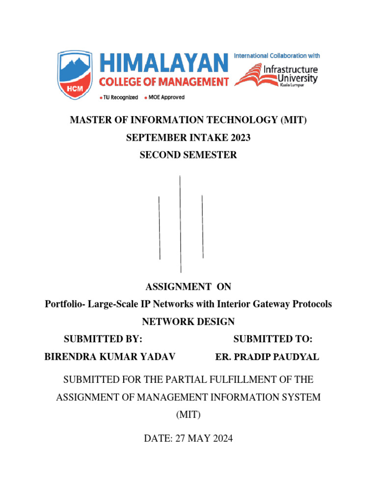 Assignment On Portfolio - Large-Scale IP Networks With Interior Gateway ...