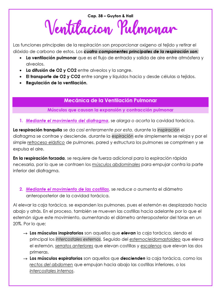Cap 38, Ventilación Pulmonar | PDF | Pulmón | Respiración