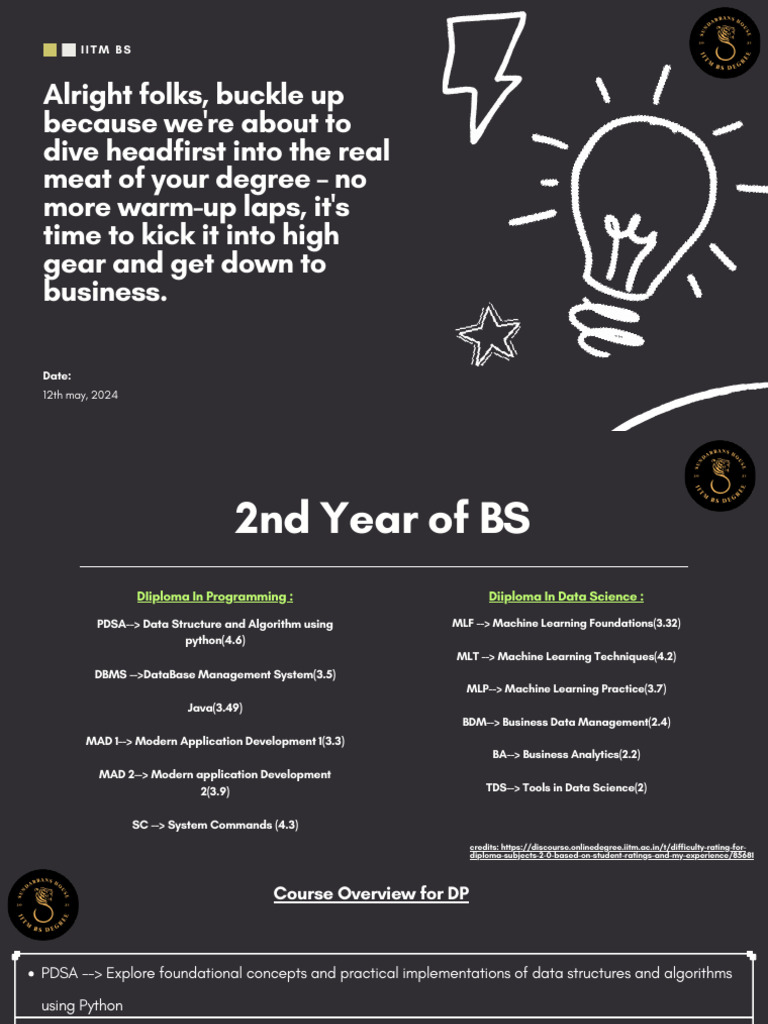 IITM BS in Data Science: Diploma Level Orientation Session by Sundarbans House | PDF | Data ...