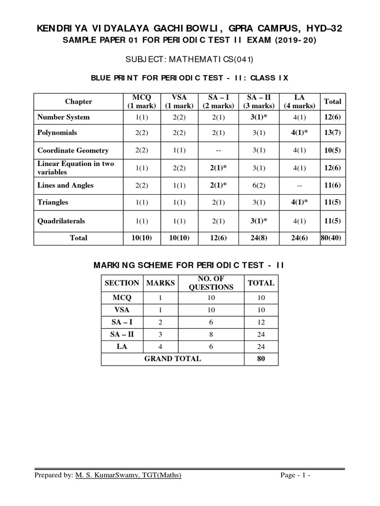 Class 9 Maths Periodic Test II Sample | PDF | Euclidean Plane Geometry ...