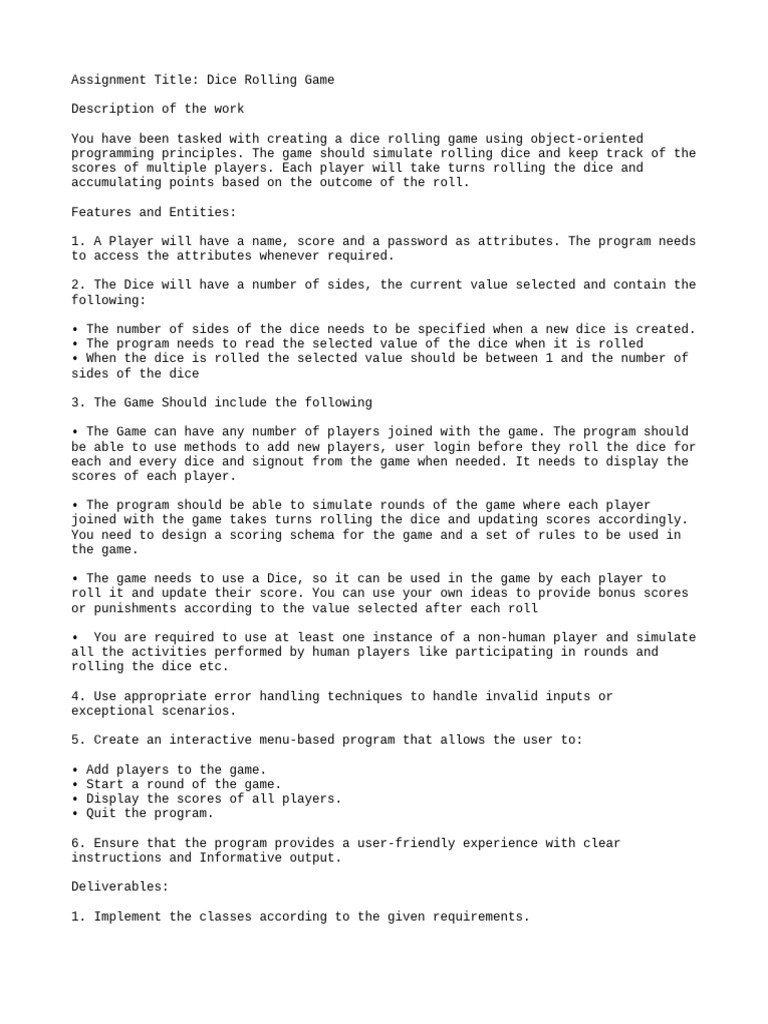 Dice Game | PDF | Computer Program | Programming