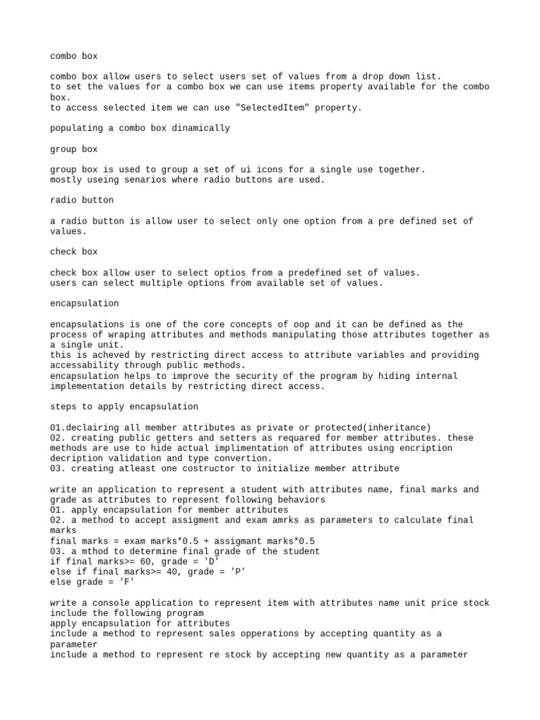 Gui Note 01 | PDF | Method (Computer Programming) | Object Oriented ...