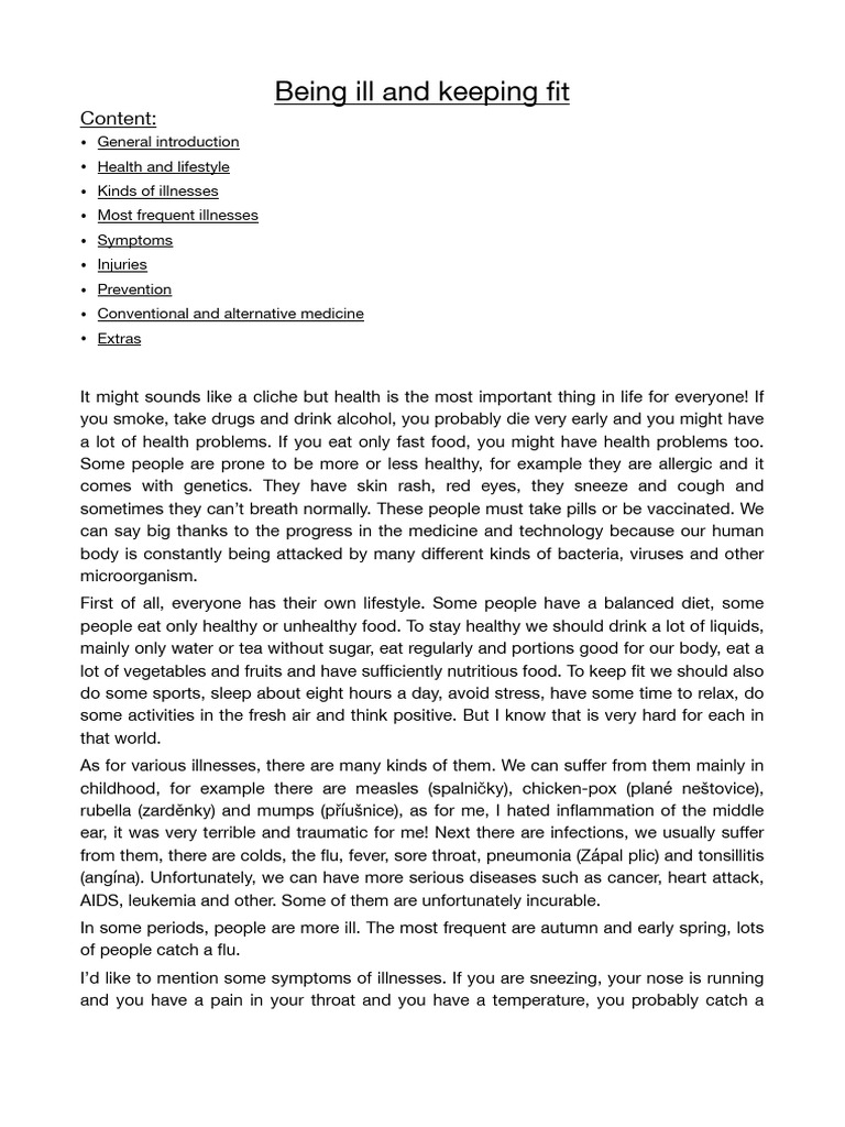 18. Being ill and keeping fit | PDF | Common Cold | Medicine
