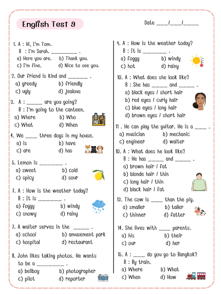 English Test Questions & Answers | PDF