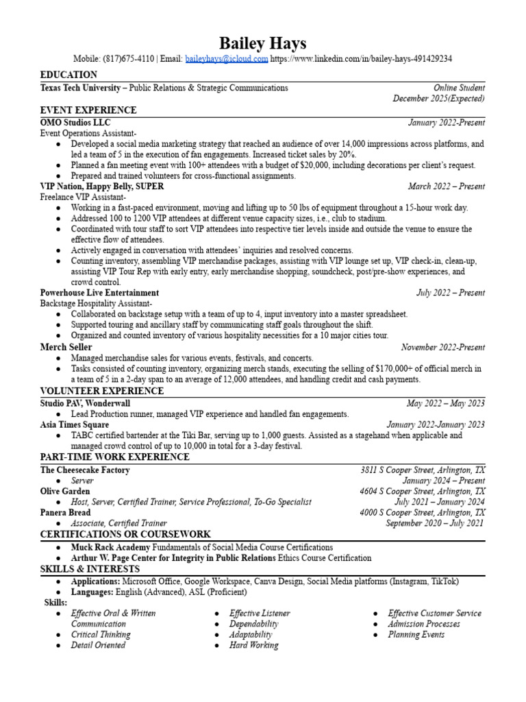 bh official resume | PDF
