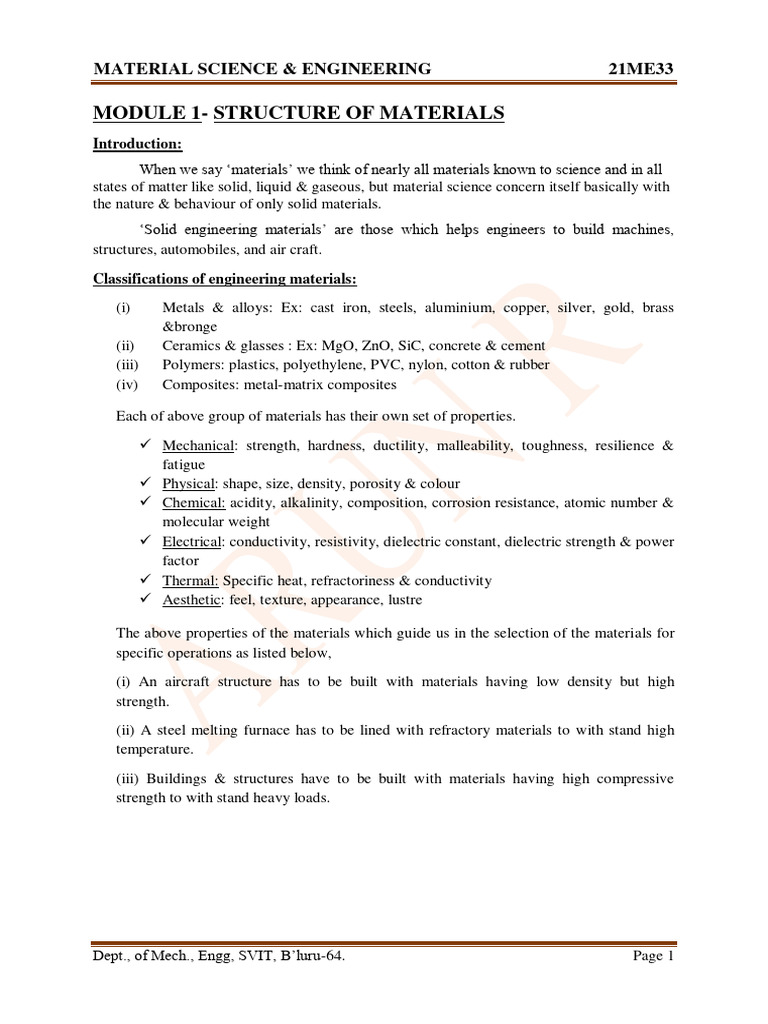 Module 1 Structure of Materials | Download Free PDF | Chemical Bond | Dislocation