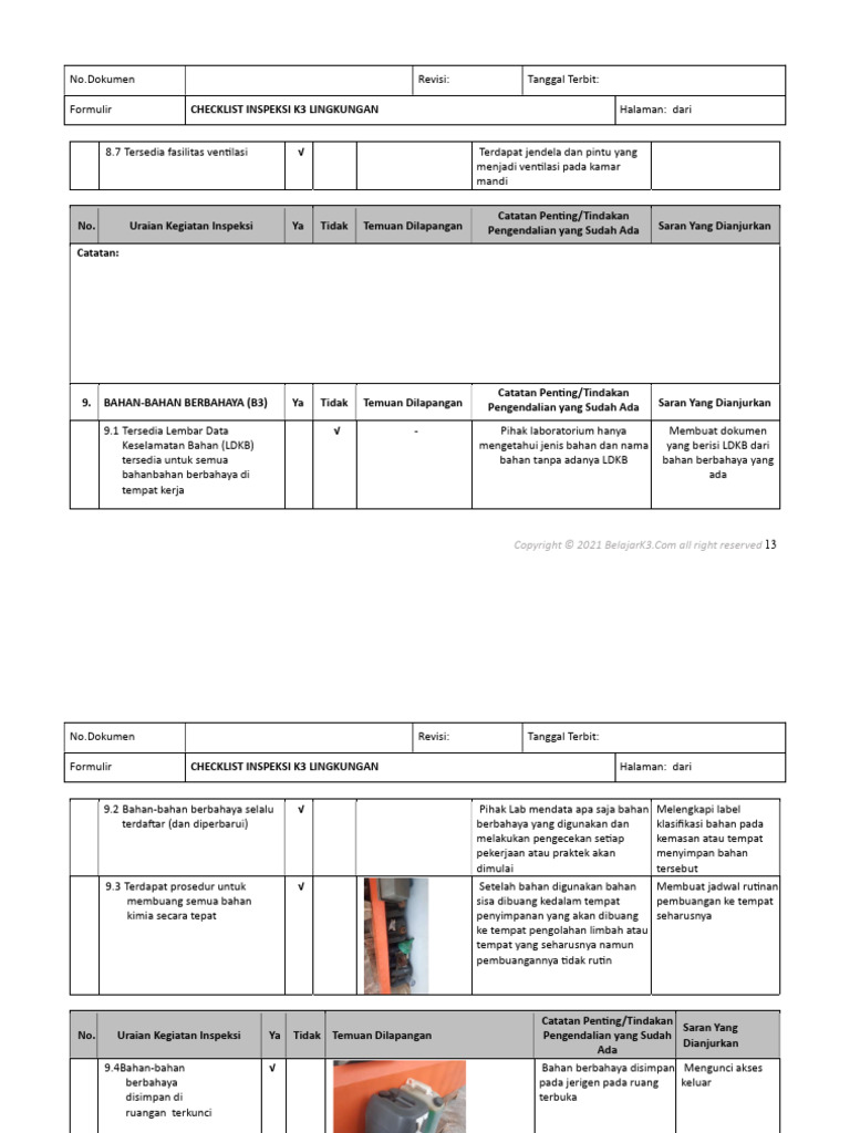 Inspeksi Lab Fix | PDF