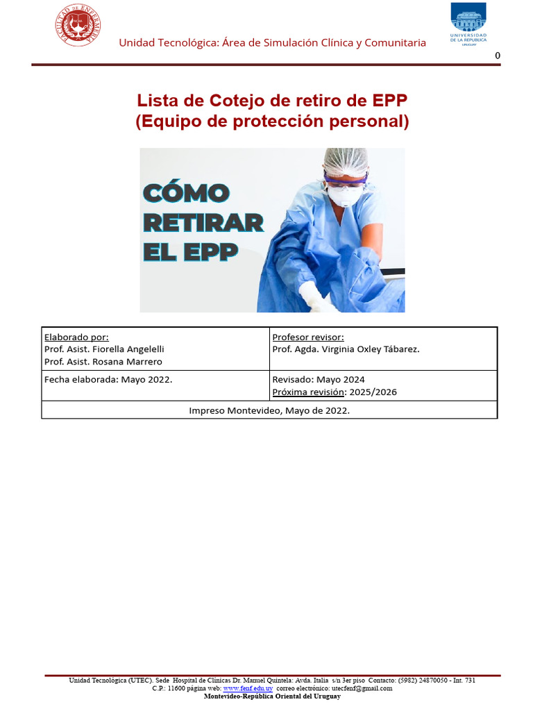 Protocolo de Retiro de EPP en Salud | PDF | Lavado de manos