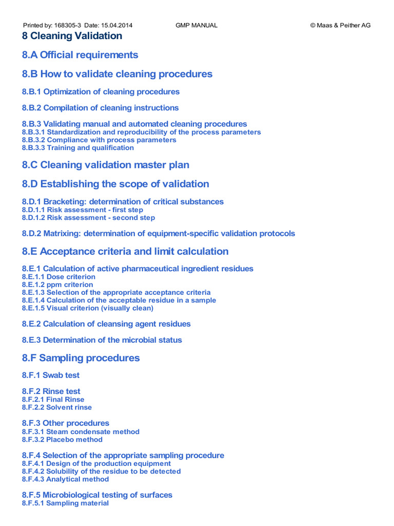 8 Cleaning Validation | PDF