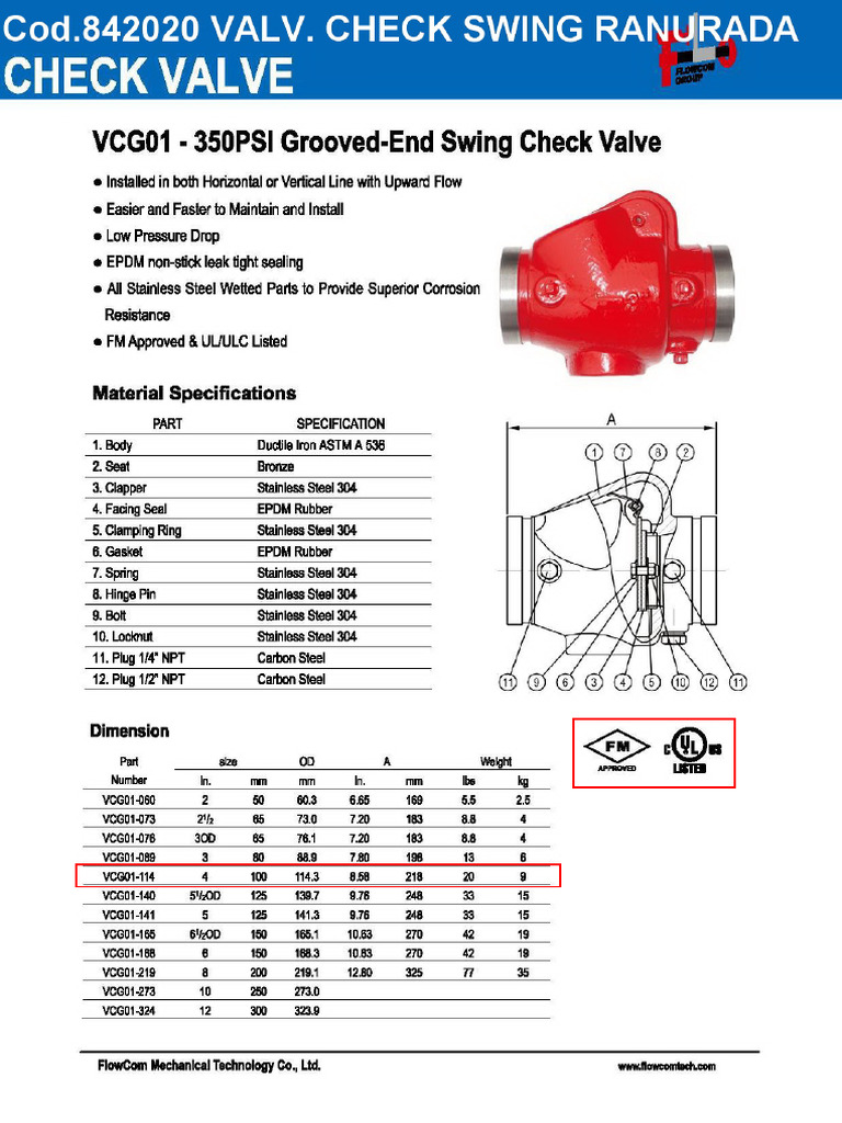 Valvula Check - Flowcom | PDF