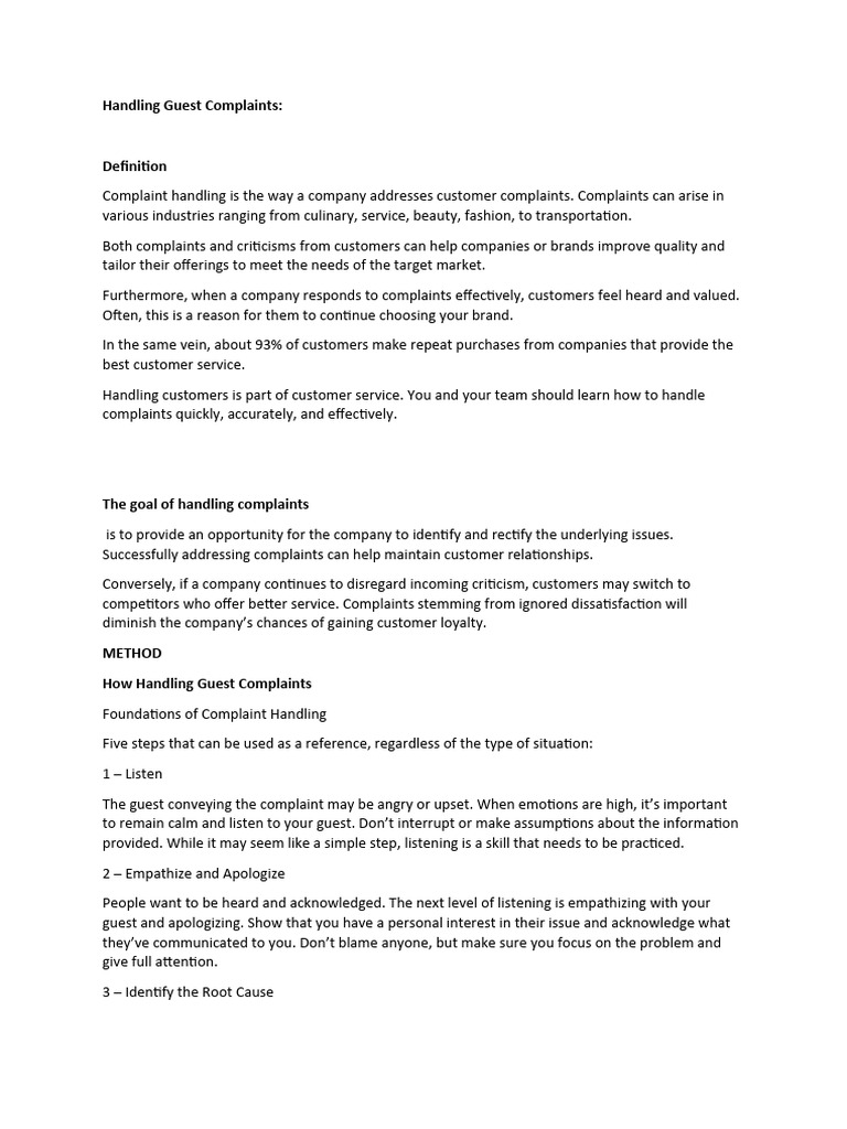 Effective Guest Complaint Handling | PDF | Brand | Social Psychology