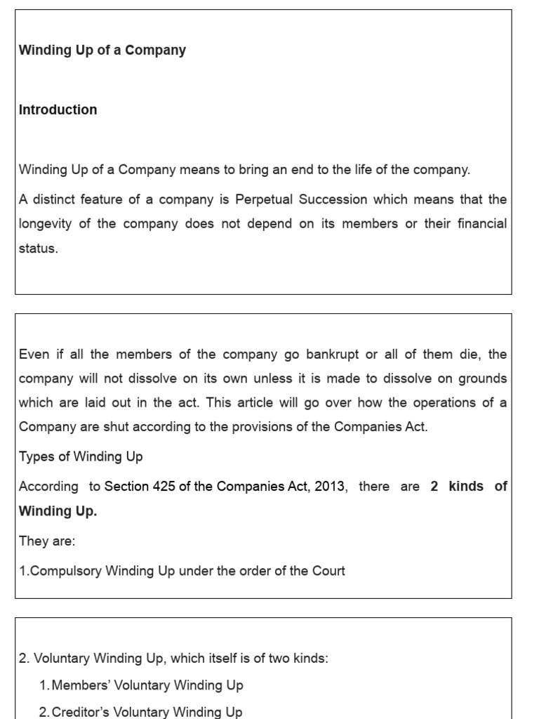 Winding Up and Dissolution | PDF | Liquidation | Business Economics