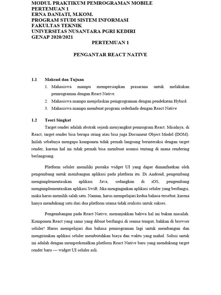 Modul Pertemuan 1 | PDF