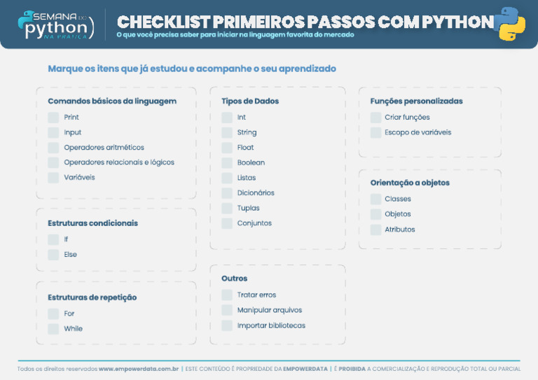 Checklist Primeiros Passos Com Python | PDF