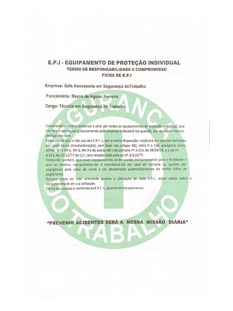 2 - Ficha de Epi | PDF