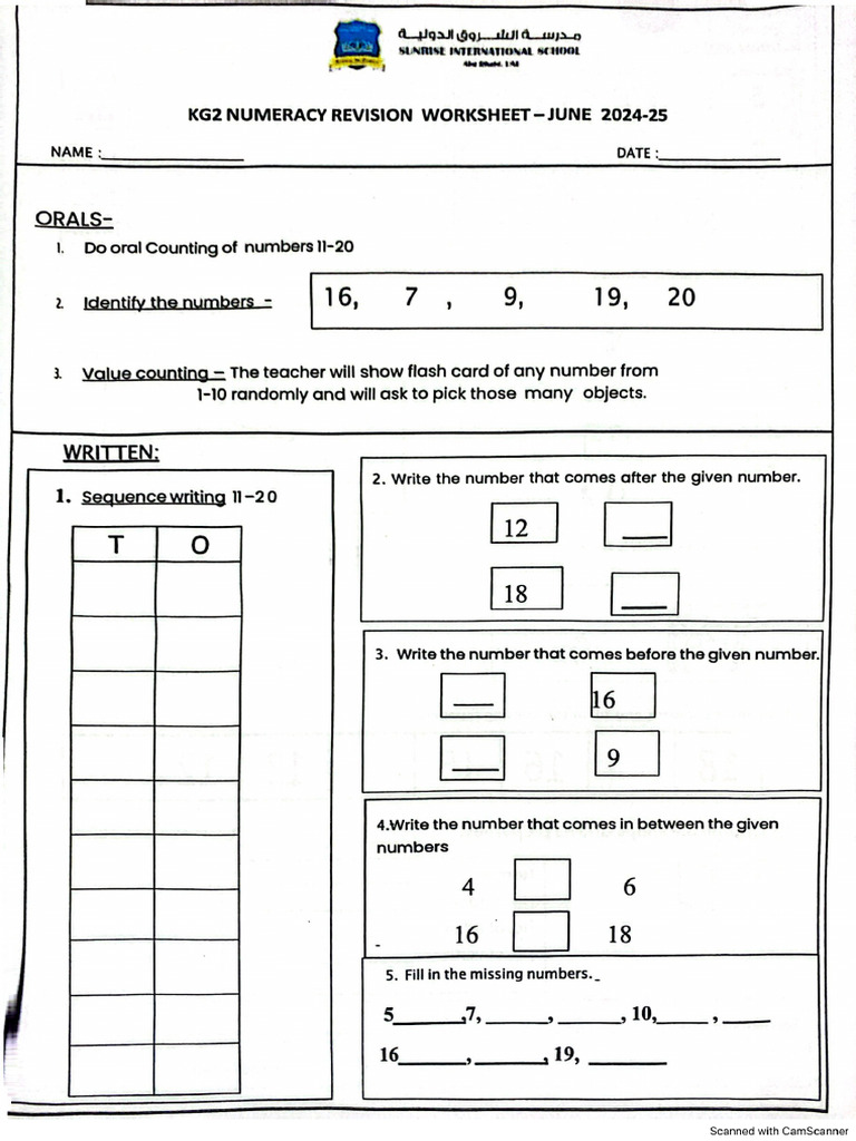 Numeracy Revision Worksheet | PDF