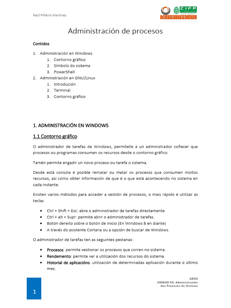 UD2.04 Administración de Procesos (DOC) | PDF