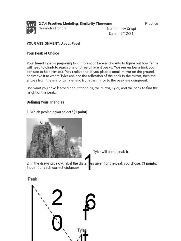 2 7 4 Practice Modeling Similarity Theorems Practice Download