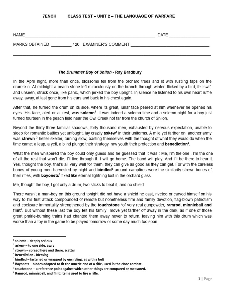 ENCH - The Drummer Boy of Shiloh | PDF | Foreign Language Studies