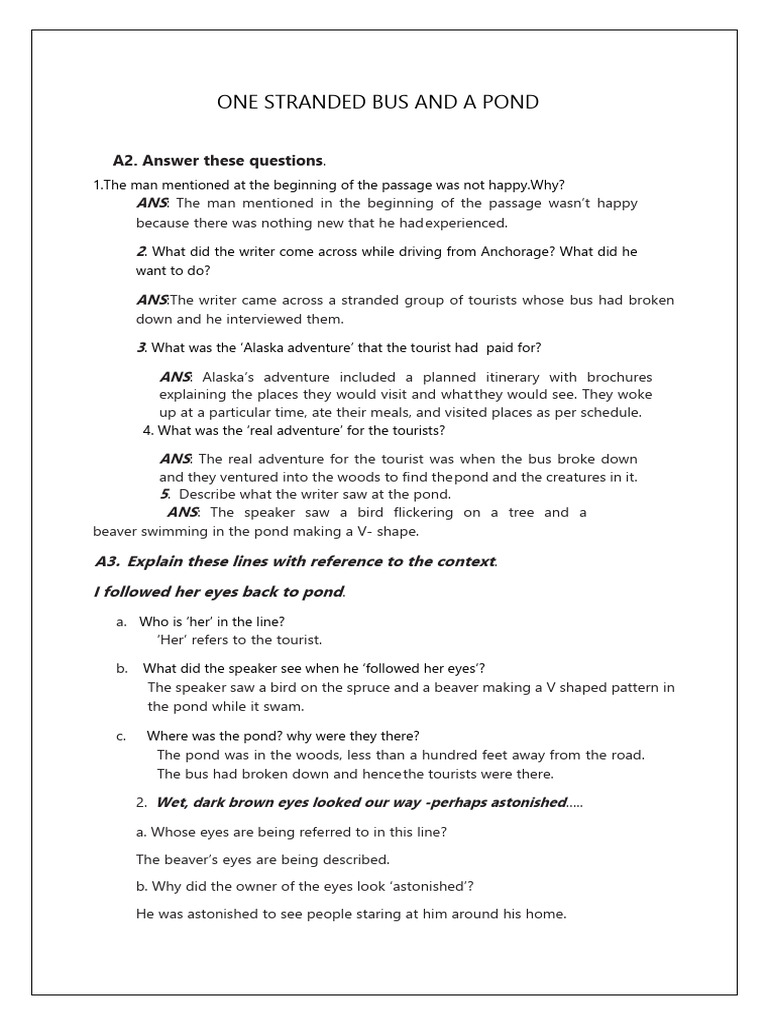 Notes - 6 One Stranded Bus and A Pond | PDF