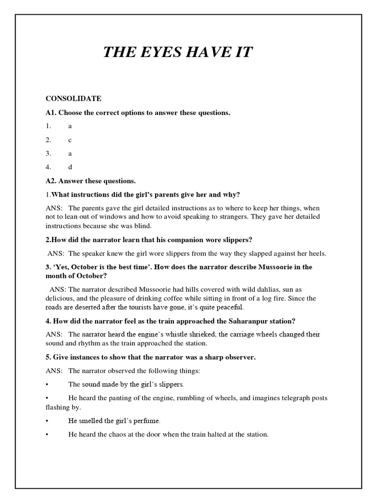 Notes - 8 The Eyes Have It | PDF