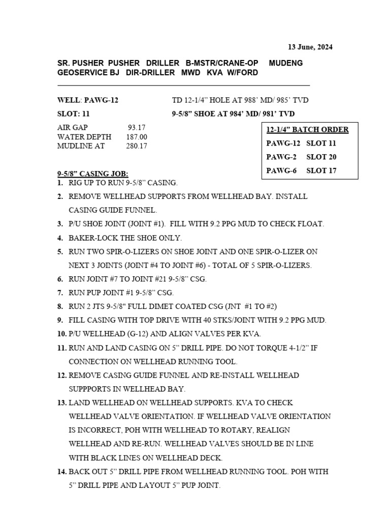 3 Pawg 12 9 625 Casing Proc Download Free Pdf Casing Borehole