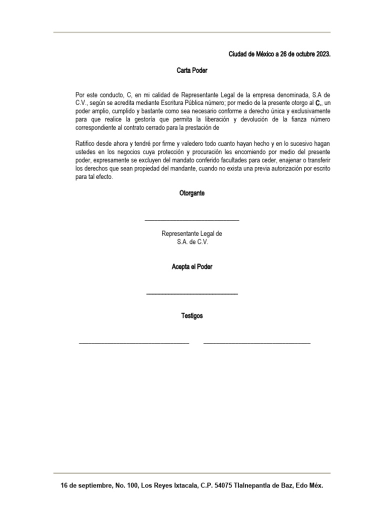 Carta Poder Guardia Nacional | PDF