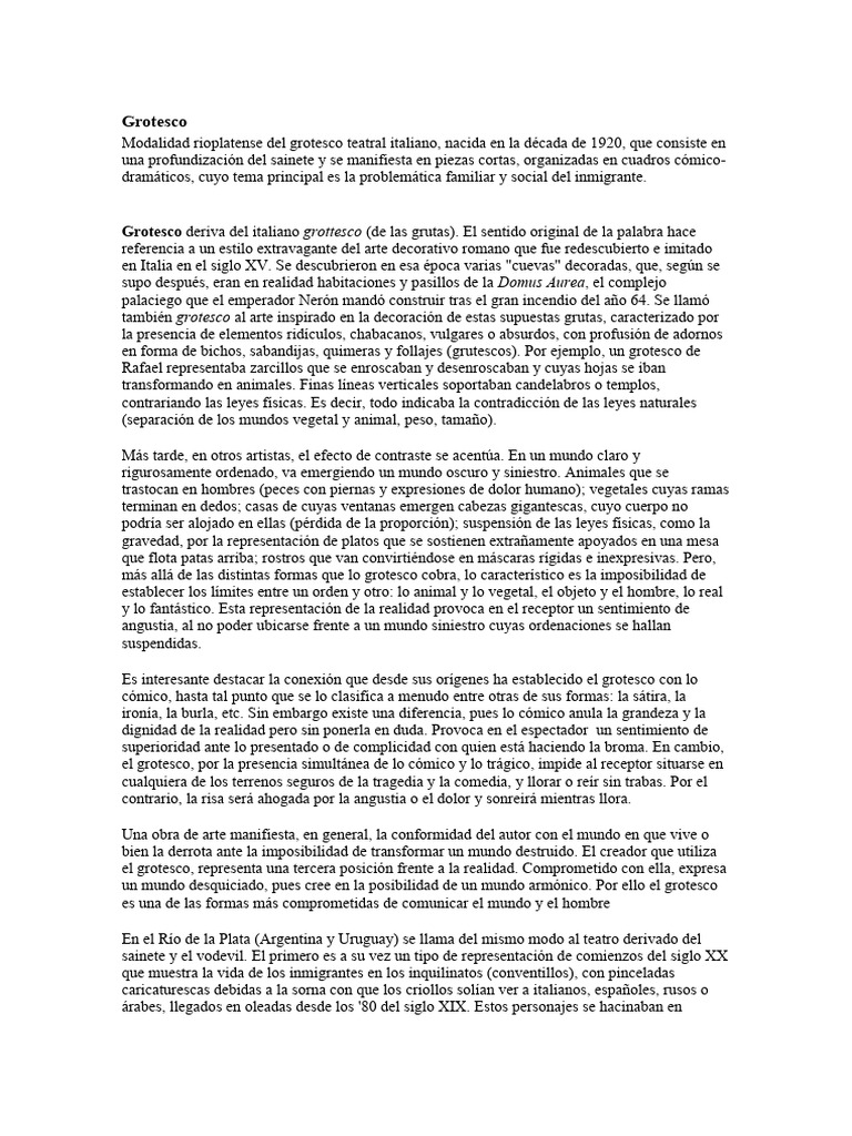 Grotesco: Teatro y Crítica Social Rioplatense | PDF | Grotesco
