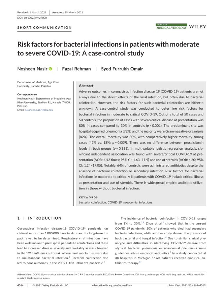 Risk factors for bacterial infections in patients with moderate | PDF ...