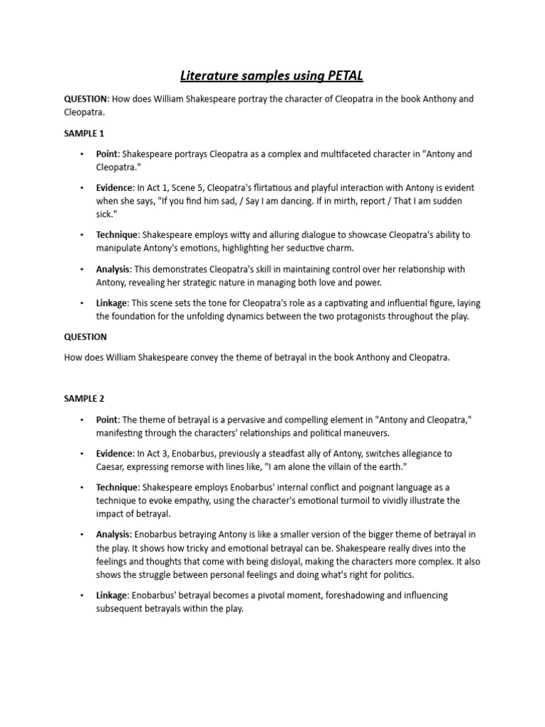 Literature Samples Using PETAL | PDF