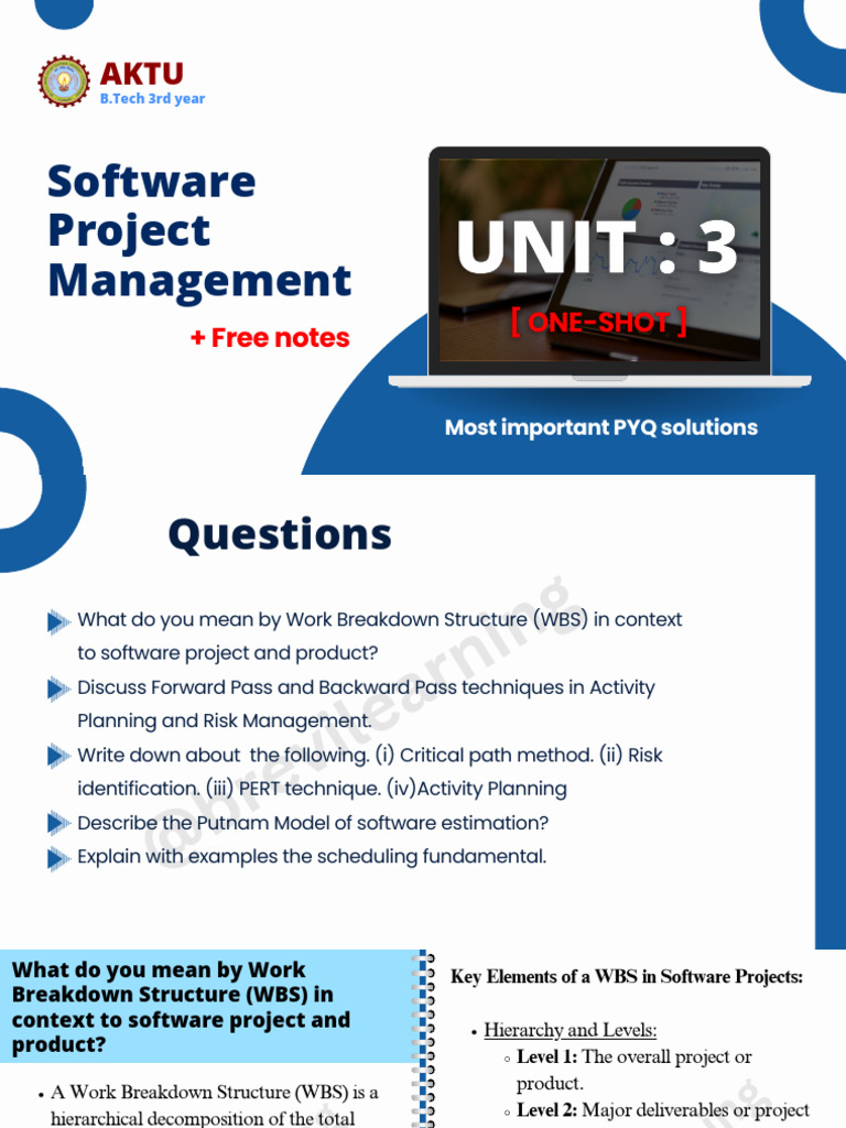 SPM Unit-3 For One Shot Video by Brevilearning YT-1 | PDF | Project Management