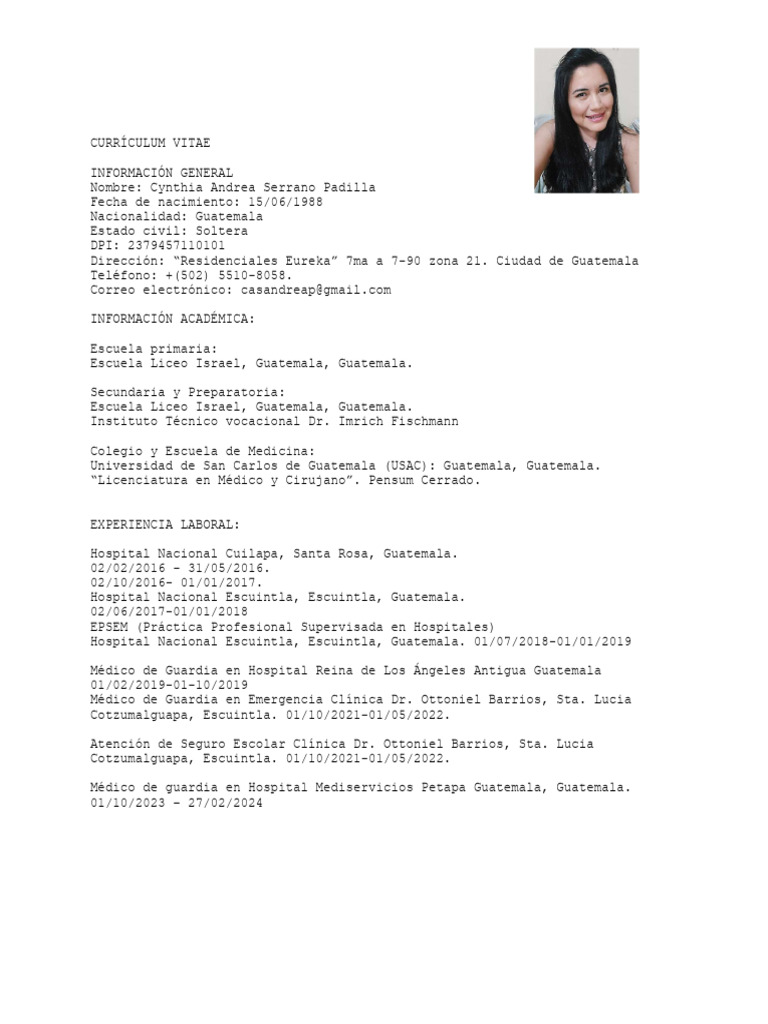 CV Cynthia Serrano Padilla - 240303 - 194047 - 240417 - 101200 | PDF ...