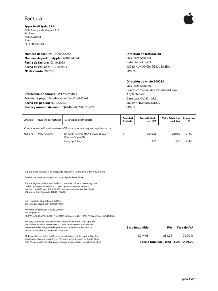 Iphone 15 Pro Max 3 | PDF | Factura